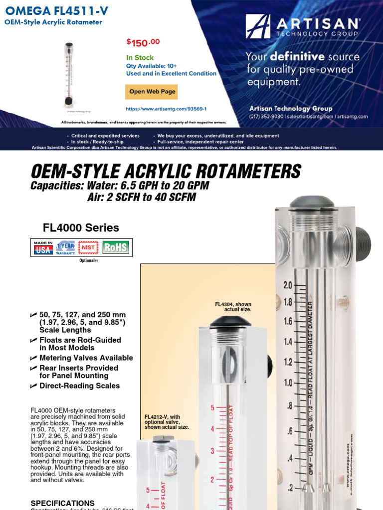 OEM-Style Acrylic Rotameter Sale | PDF