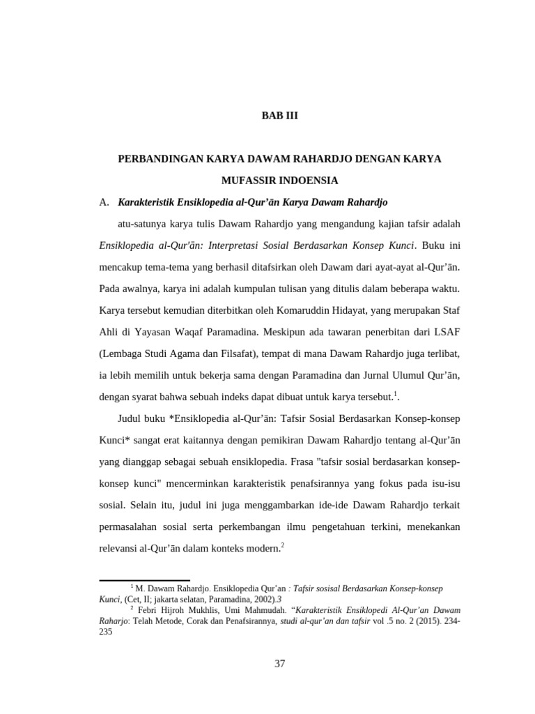 Perbandingan Tafsir Dawam Rahardjo dan Mufassir | PDF