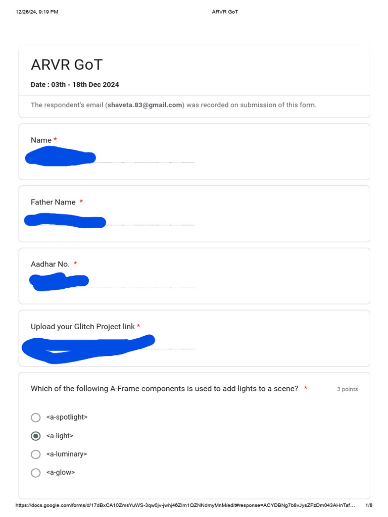 ARVR GoT Paper - Google Forms | PDF | C Sharp (Programming Language) | Virtual Reality