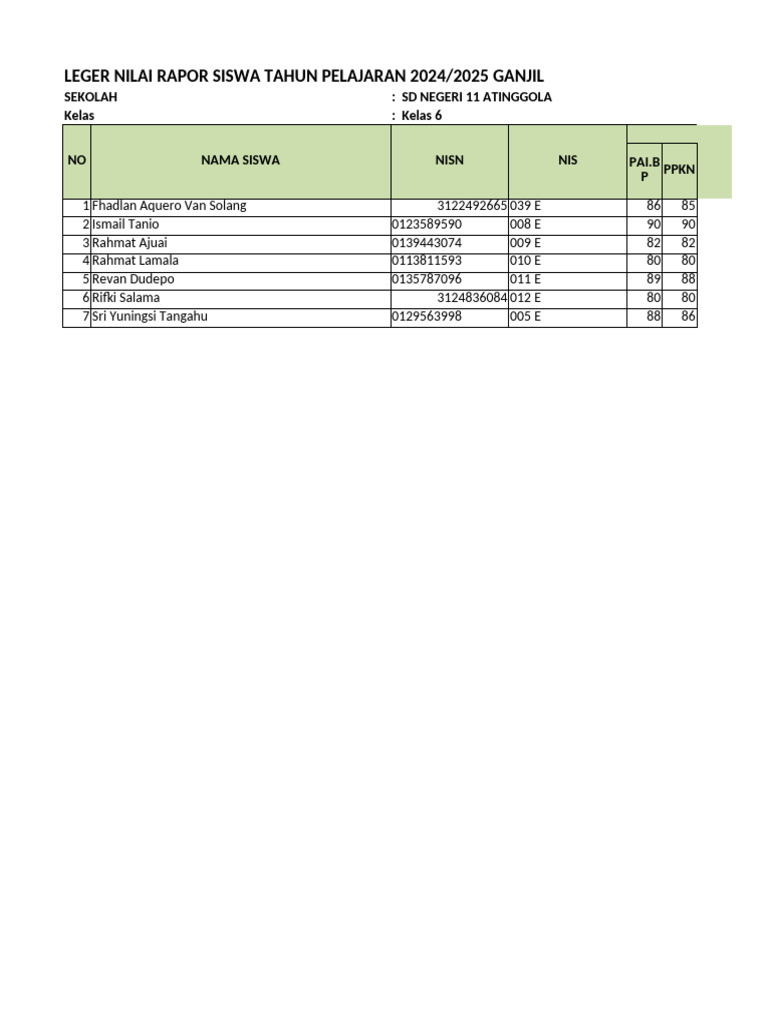Leger - 20241 - Kelas 6 | PDF