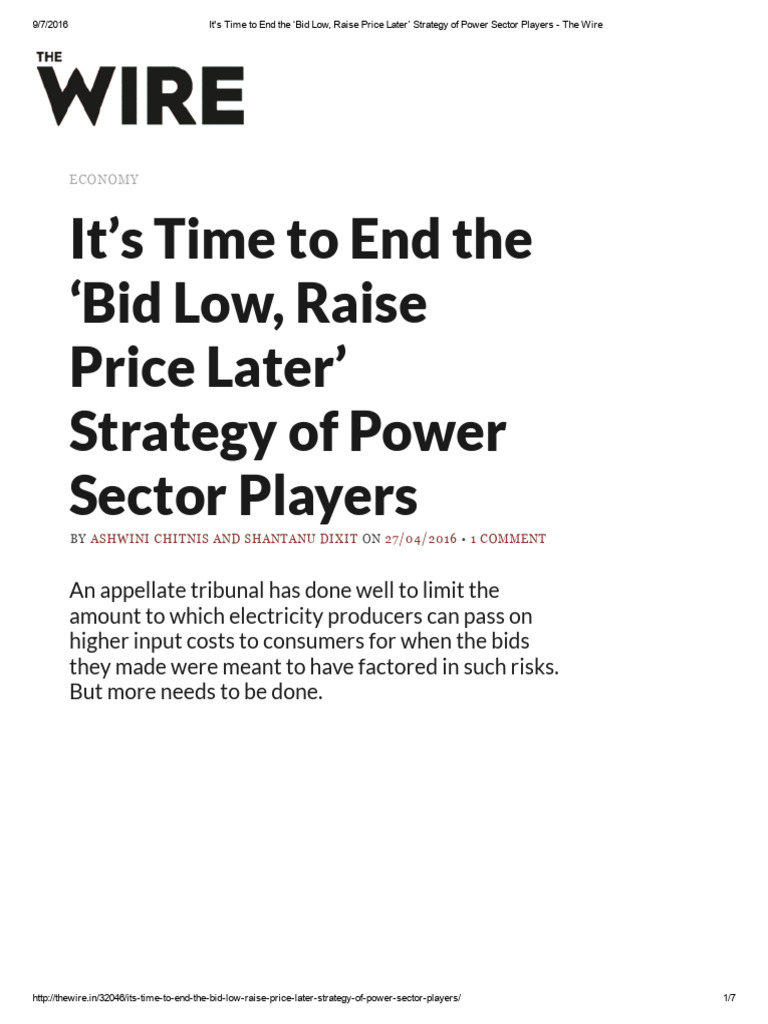 Good - It's Time To End The Bid Low, Raise Price Later' Strategy of ...
