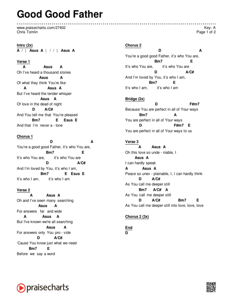 Good Good Father Chord Chart | PDF | Songs | Popular Music