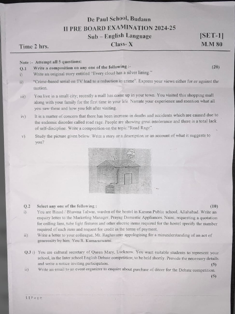 Eng Language Question Paper | PDF