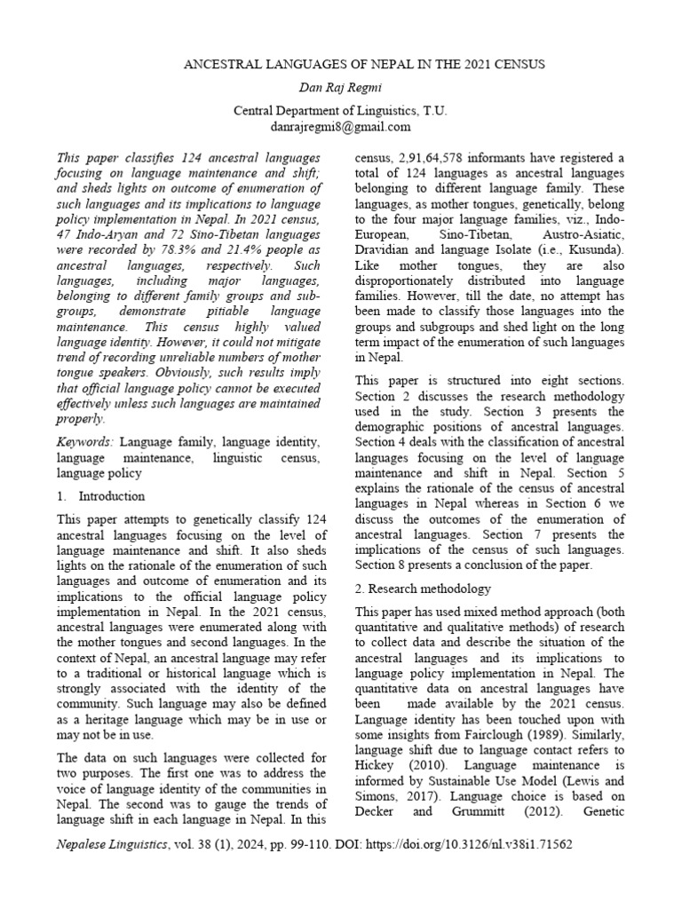 ANCESTRAL LANGUAGES OF NEPAL IN THE 2021 CENSUS | PDF | Language Families | Languages Of Asia