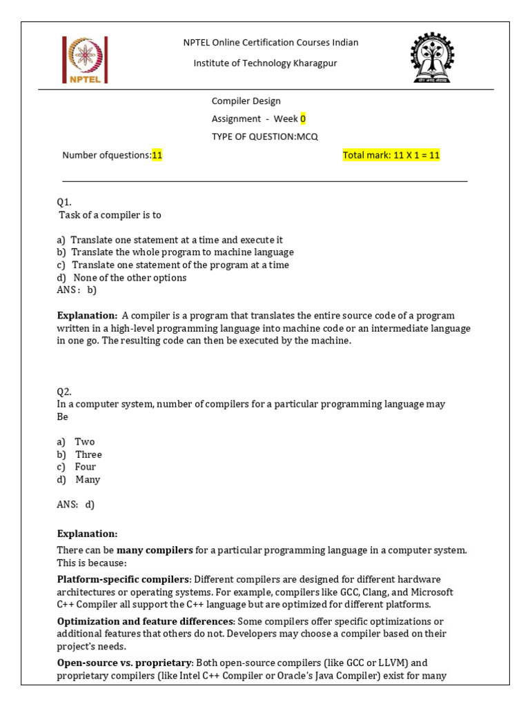 Assignment 0 Compiler Design | PDF | Operating System | Compiler