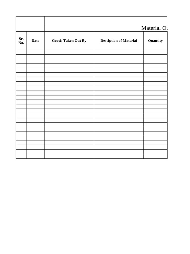 Material Outward Register Format | PDF