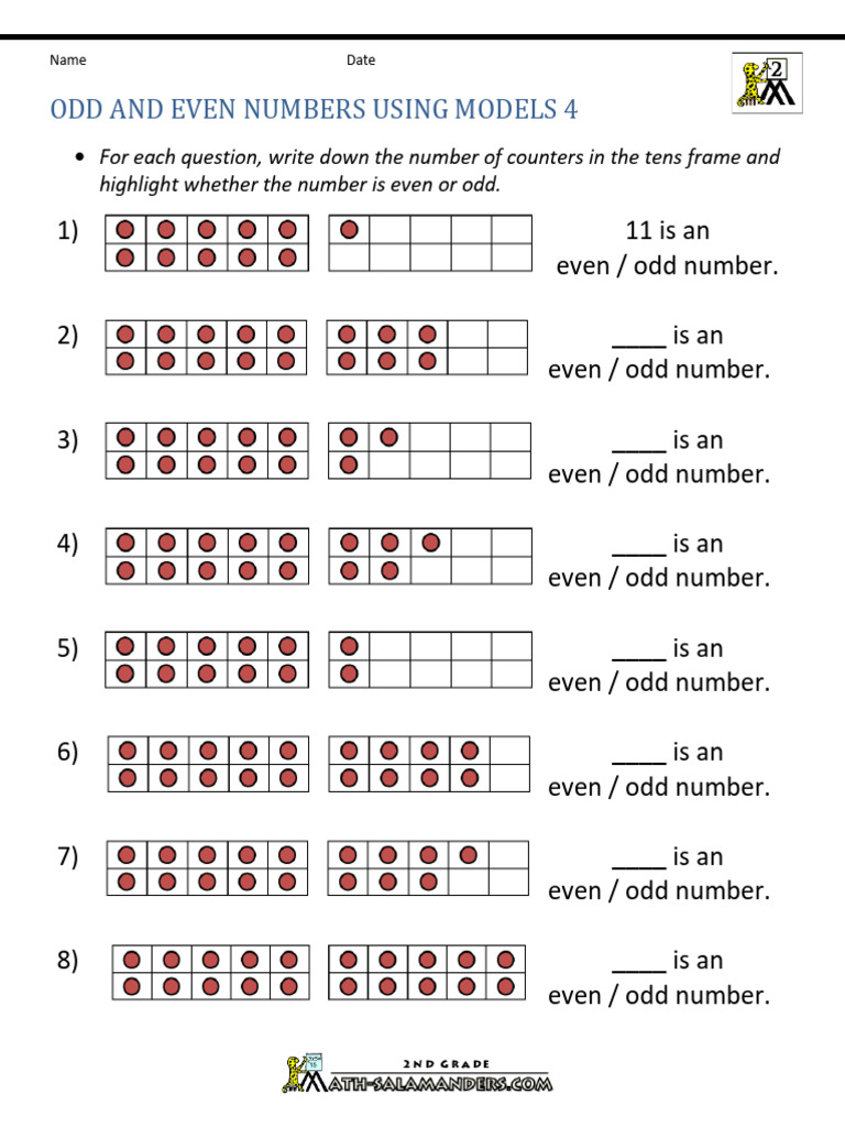 Odd Numbers and Even Numbers Using Models 4 | PDF