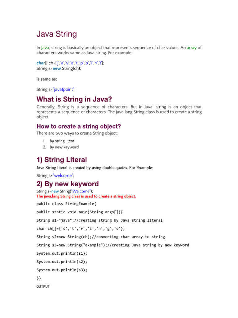 JAVA String | PDF
