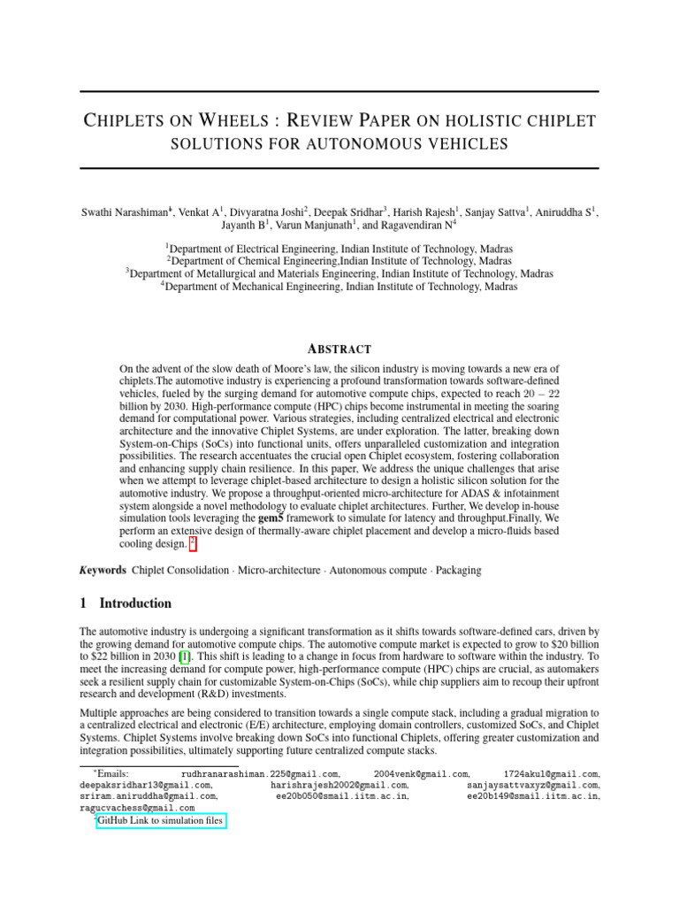 Chiplets on Wheels: Review Paper on Holistic Chiplet Solutions for ... Chiplets on Wheels: Review Paper on Holistic Chiplet Solutions for ...