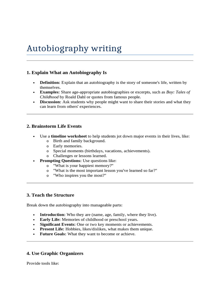 Autobiography writing | PDF | Brainstorming | Human Communication