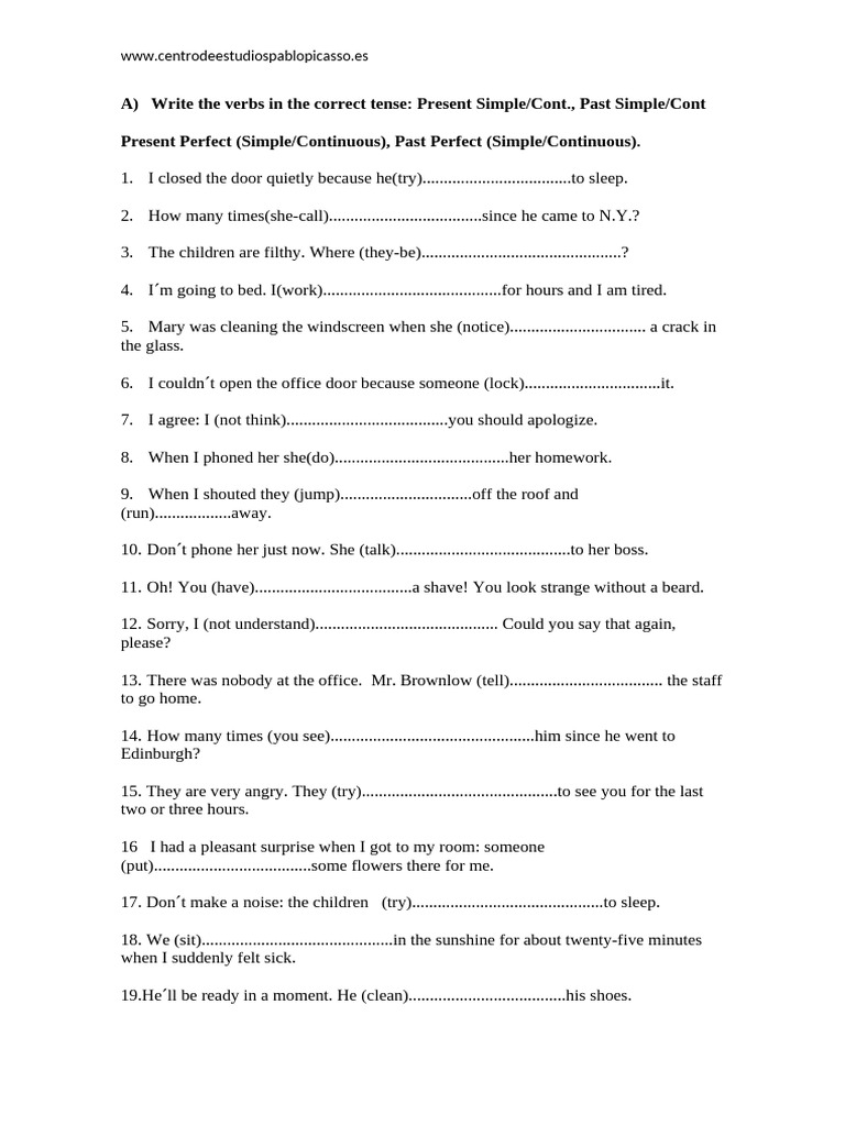 Repaso Tiempos Verbales | PDF | Perfect (Grammar)