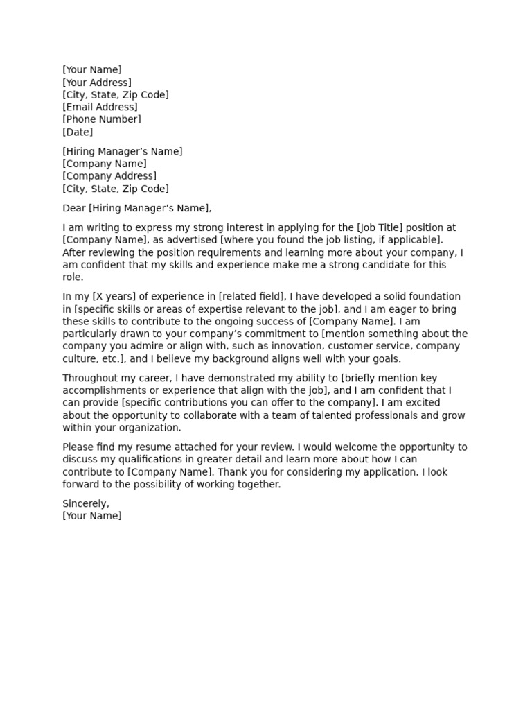 Letter of Intent To Apply For Job | PDF