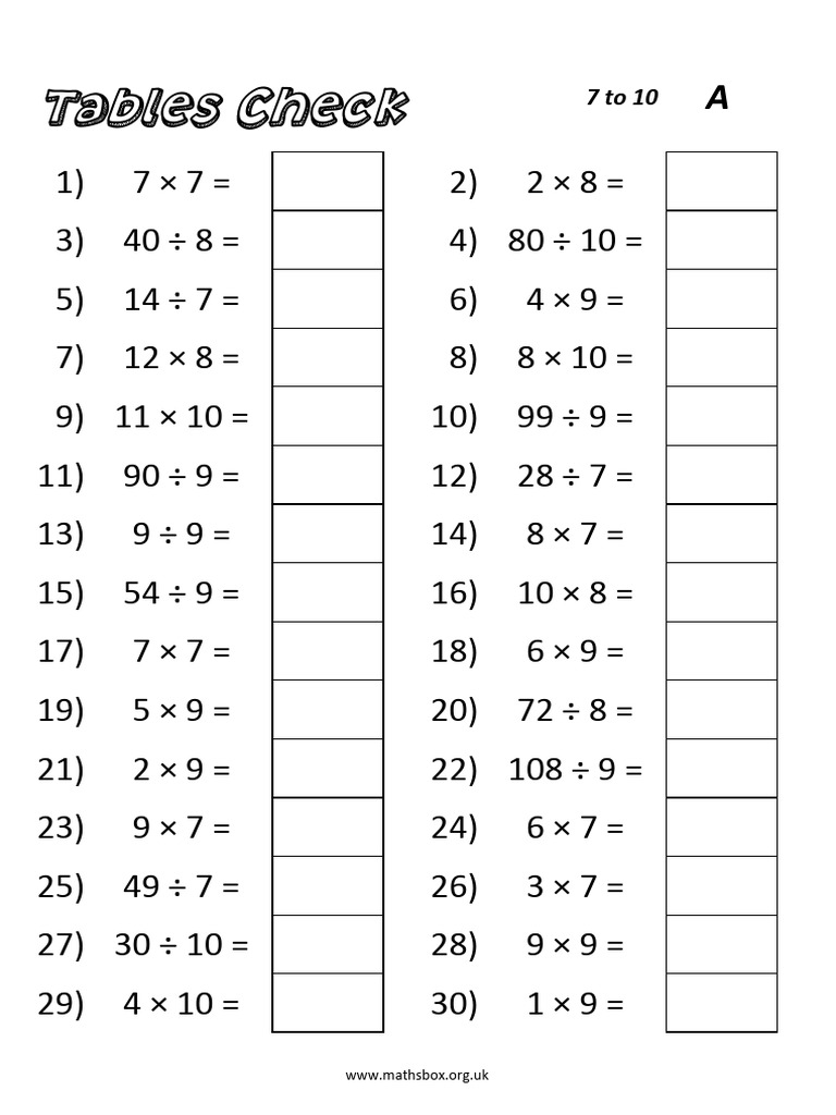 Times Tables | PDF