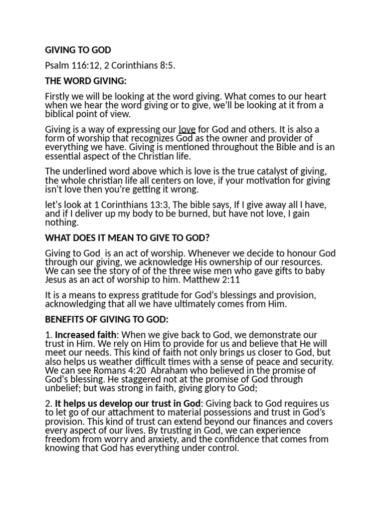 Digging Deep Lesson Giving To God | PDF | Gospel Of Mark | Jesus