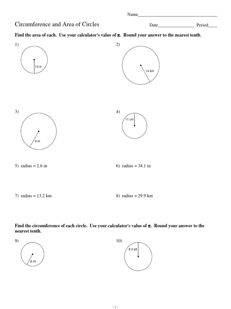 11-Circumference and Area of Circles | PDF | Area | Circle