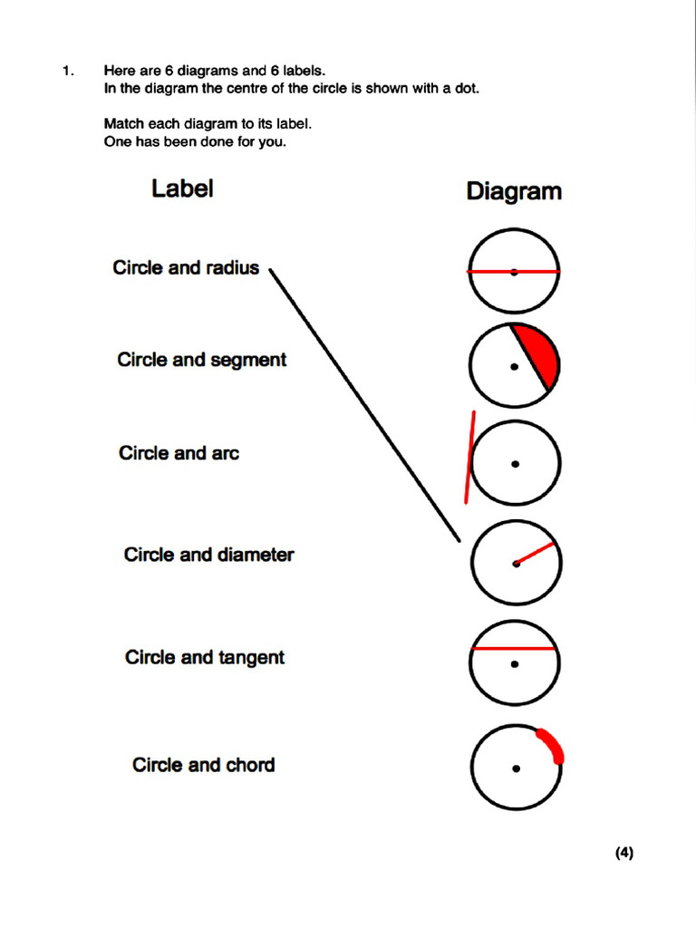 Parts of The Circle Worksheet | PDF