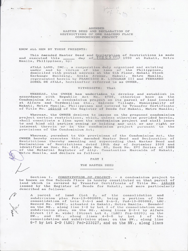 Amended Master Deed | PDF