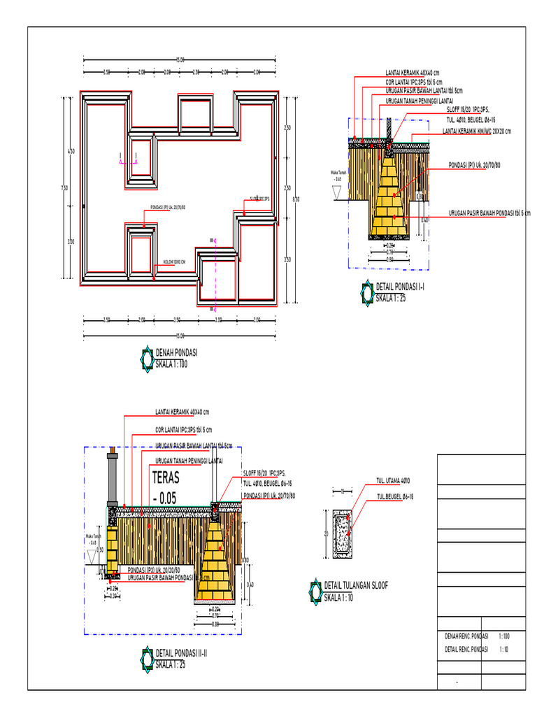 Denah Pondasi Dan Detail | PDF