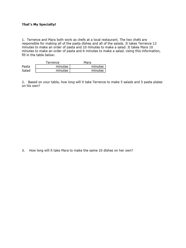 Division of Labour Worksheet | PDF