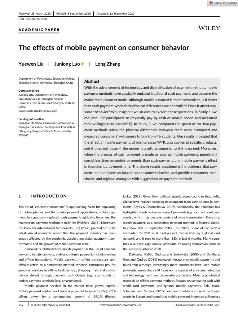 Mobile Payment's Impact on Consumer Behavior | PDF | Cash | Behavior