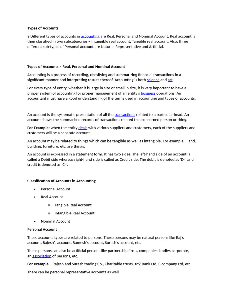 Types of Accounts Notes | PDF