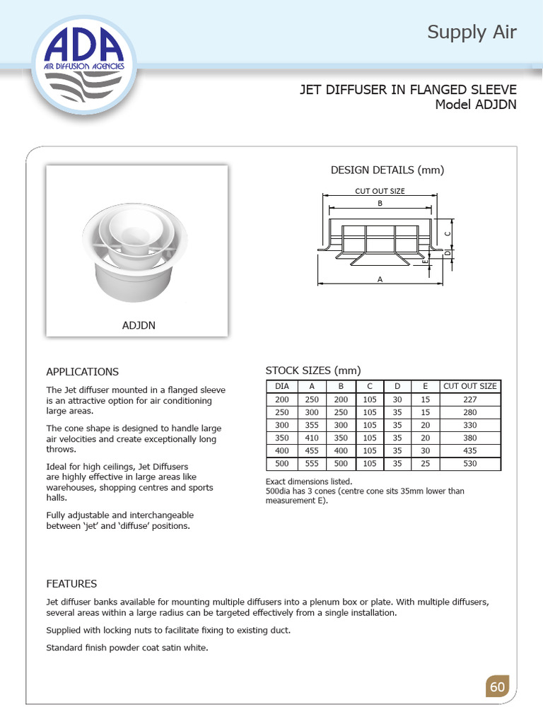 Jet Diffuser and Eggcrate Grille Specs | PDF | Duct (Flow)