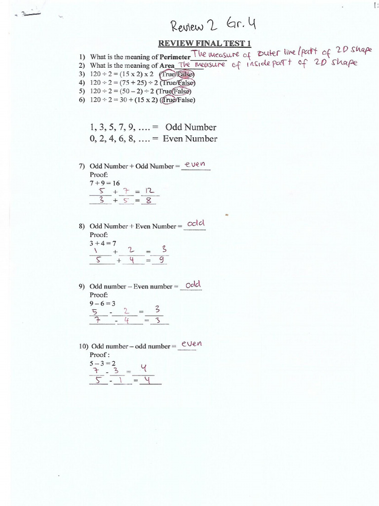 Answer Key Grade 4 | PDF