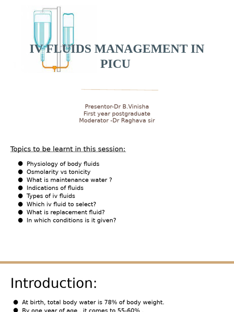 IV Fluids Management in Pediatric ICU | PDF | Saline (Medicine ...