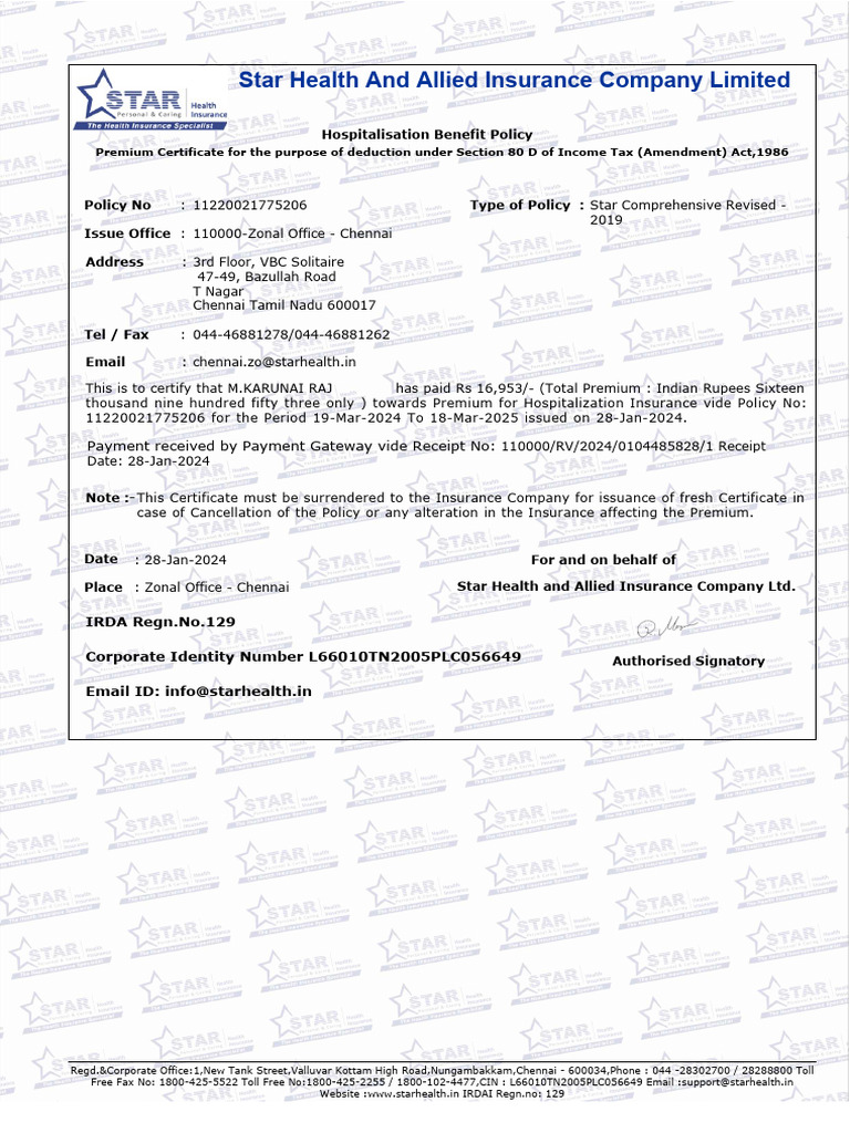 Star Health and Allied Insurance Company Limited | PDF