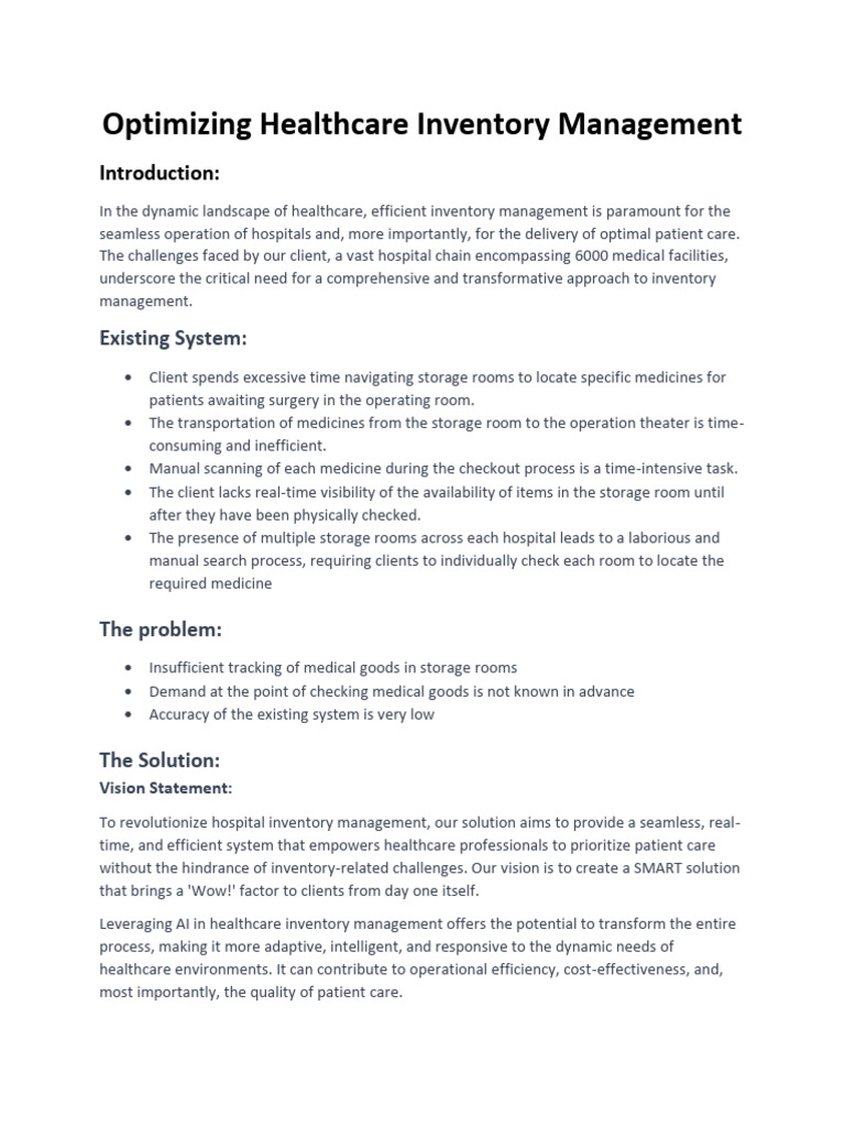Optimizing Healthcare Inventory Management | PDF | Health Care | Inventory