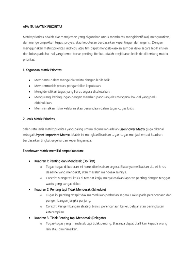 APA ITU MATRIX PRIORITAS | PDF
