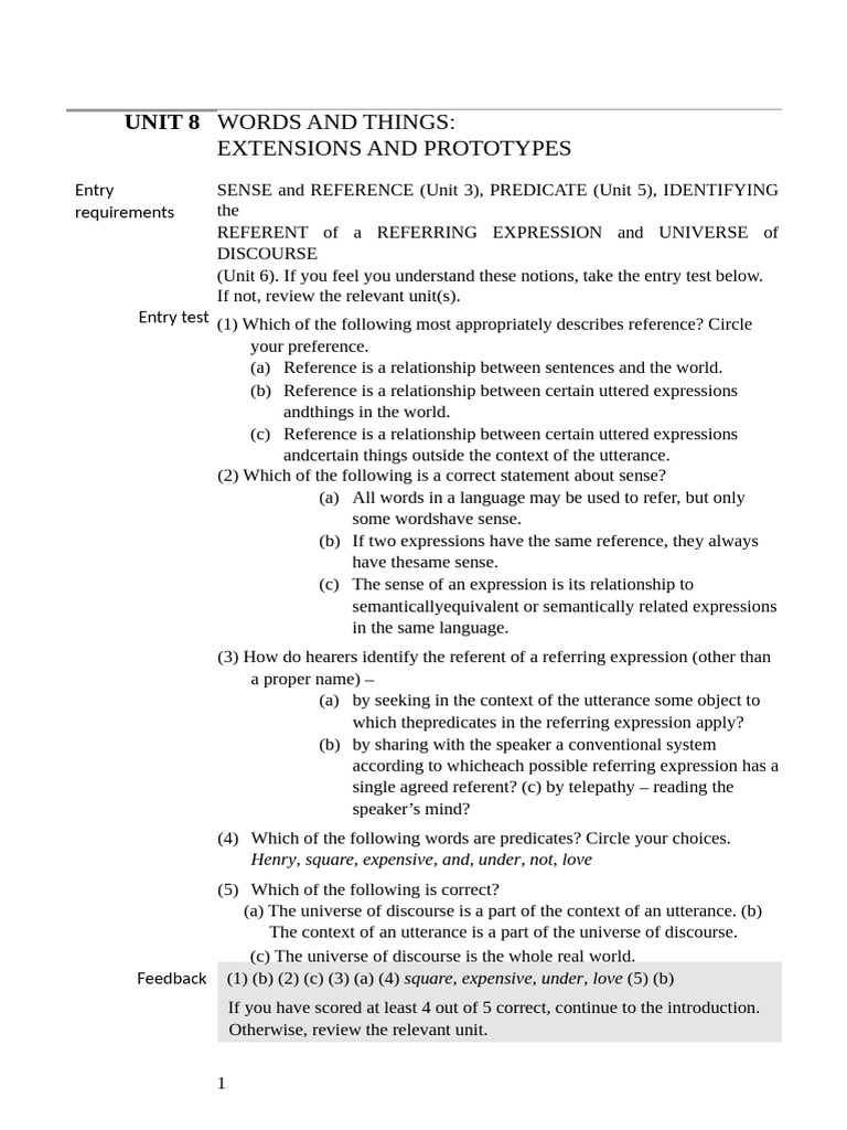UNIT 8 | PDF | Semantics | Concept
