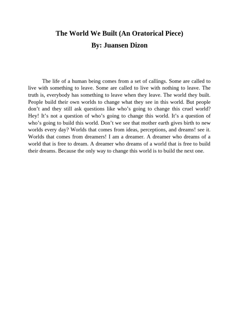 Oratorical Speech | PDF