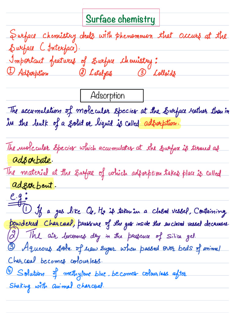 Understanding Surface Chemistry Concepts | PDF | Emulsion | Adsorption