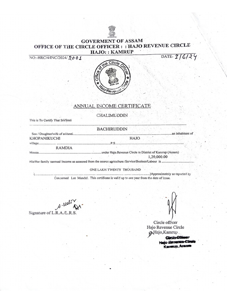 Income Certificate... | PDF