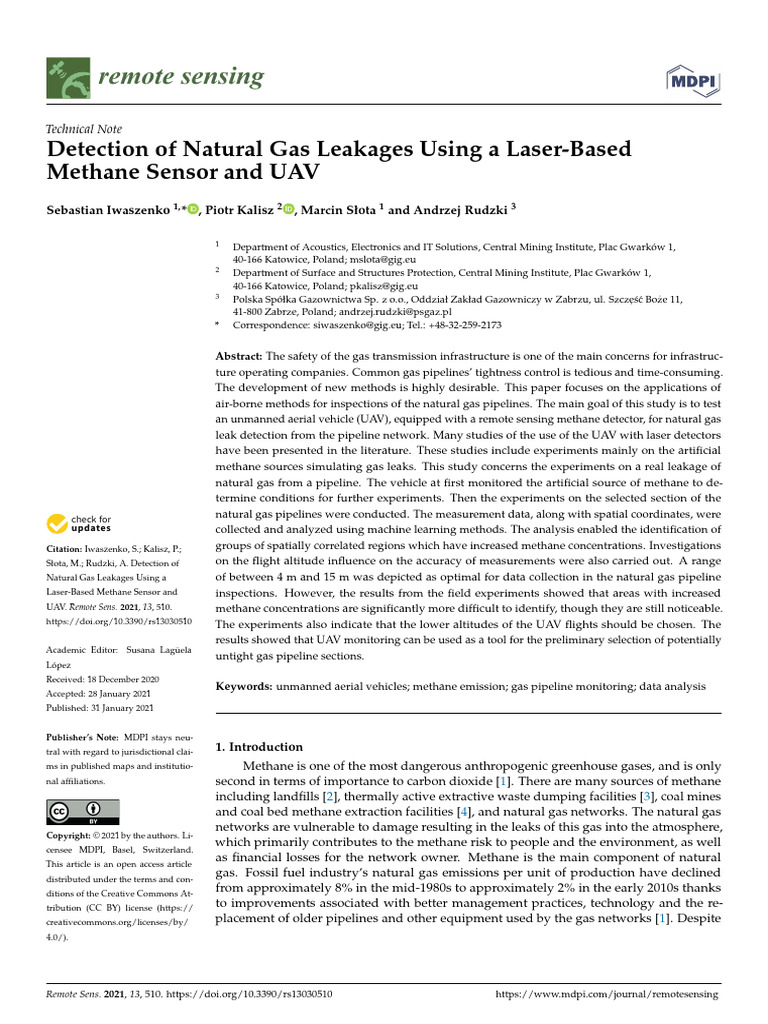 Detection of Natural Gas Leakages Using | PDF | Absorption Spectroscopy ...