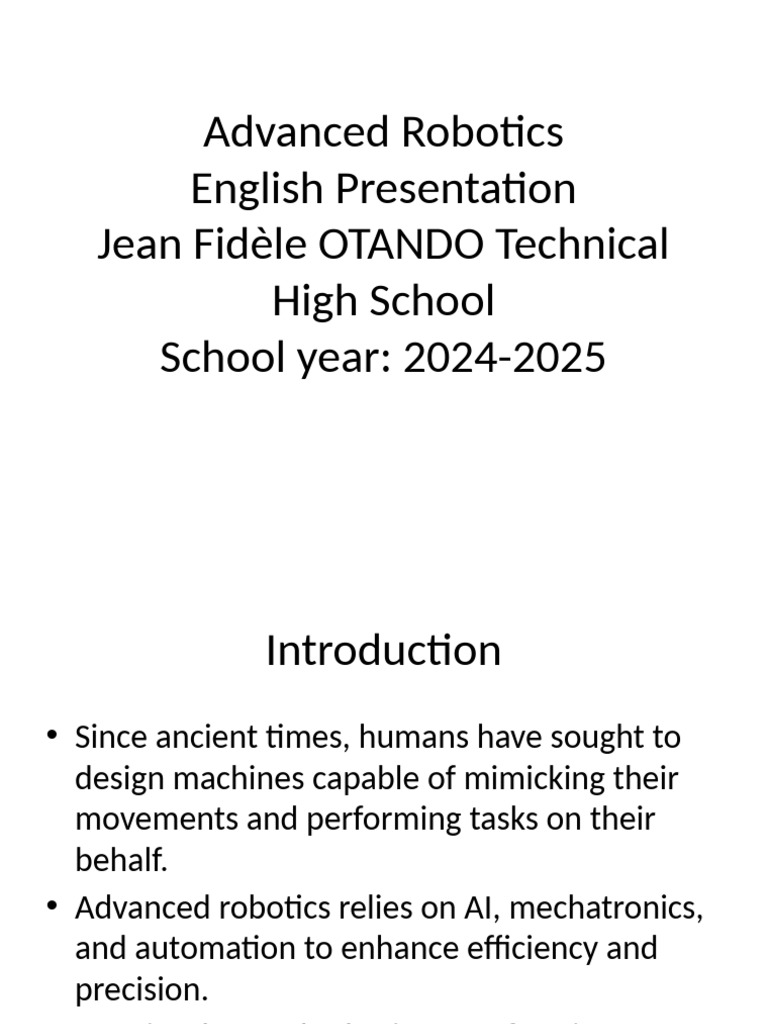 Transforming Lives with Advanced Robotics | PDF