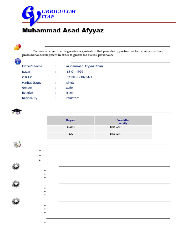 Muhammad Asad Afyyaz Resume | PDF