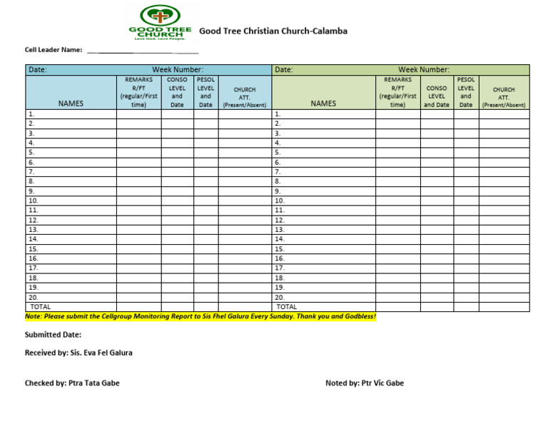 Cellgroup Monitoring Report Template | PDF