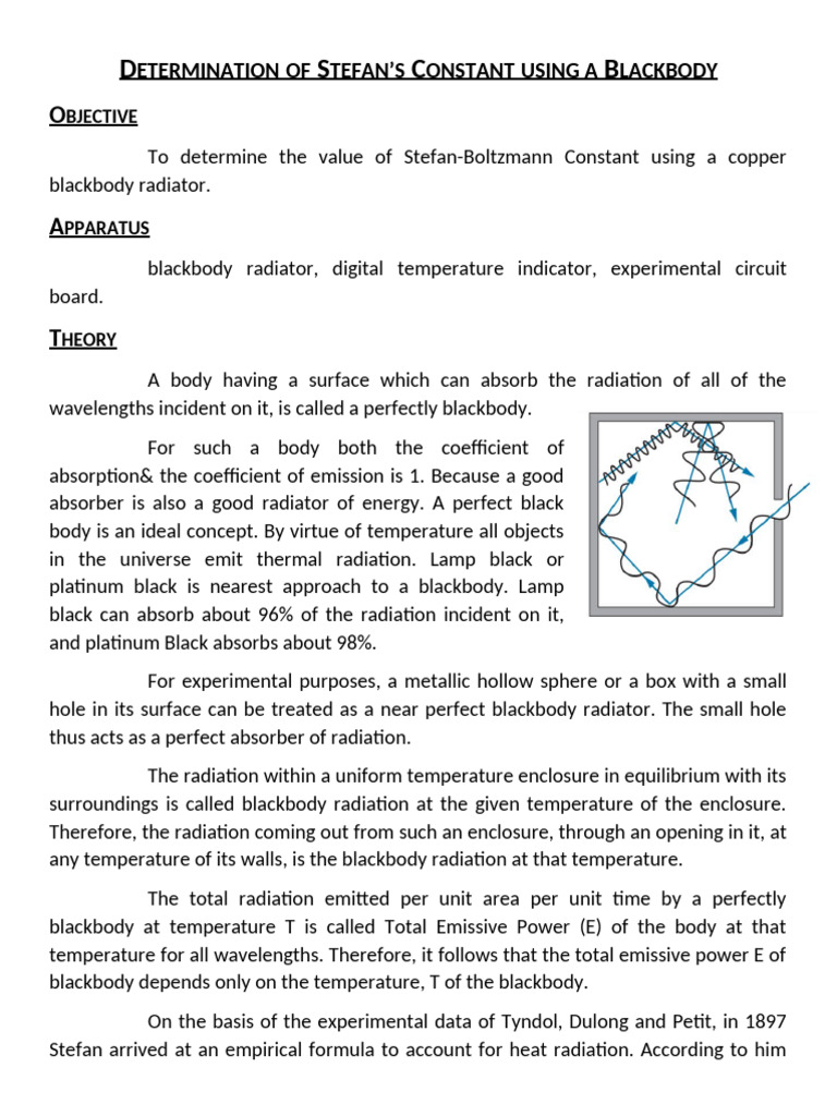 Stefan's Law_Final | PDF | Radiation | Branches Of Thermodynamics