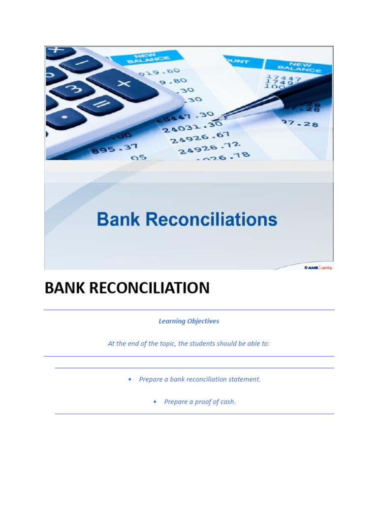 Bank Reconciliation | PDF | Banks | Debits And Credits