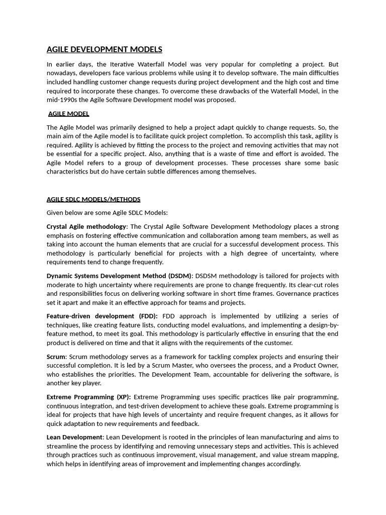 Agile Development Models | PDF | Agile Software Development | Software Development Process
