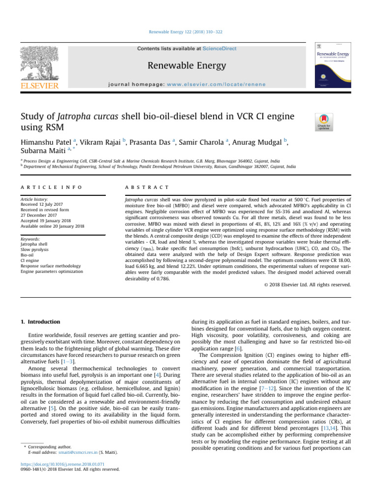 Bio-Oil-Diesel Blend in Engine PDF | PDF | Combustion | Engines