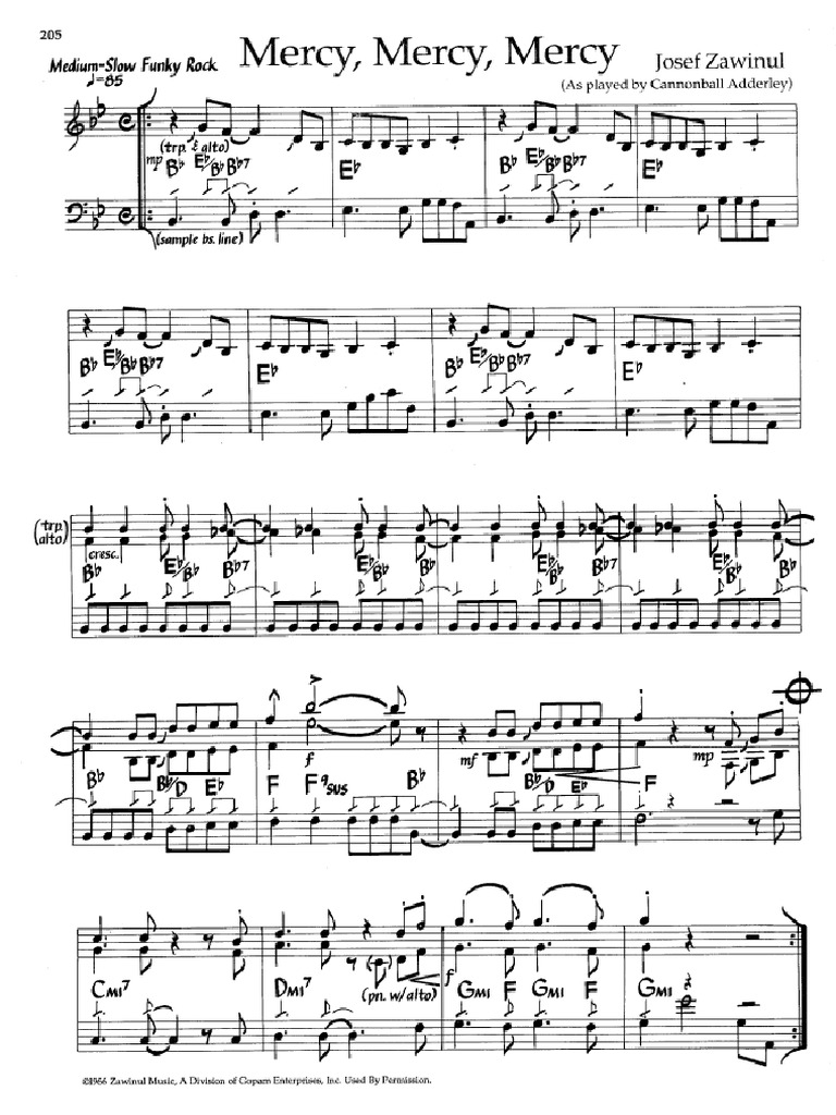 Mercy Mercy Mercy Leadsheet | PDF