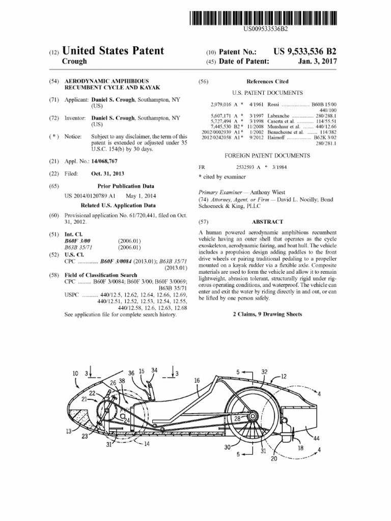 Amphibious Recumbent Cycle Patent | PDF | Rudder | Kayak