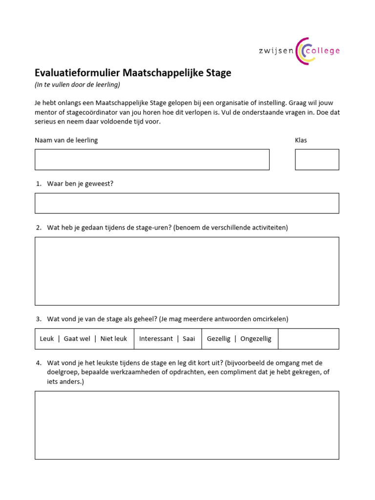Evaluatieformulier Leerling MaS | PDF
