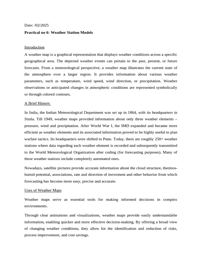 P - 6 Weather Station Models | PDF | Weather | Weather Forecasting