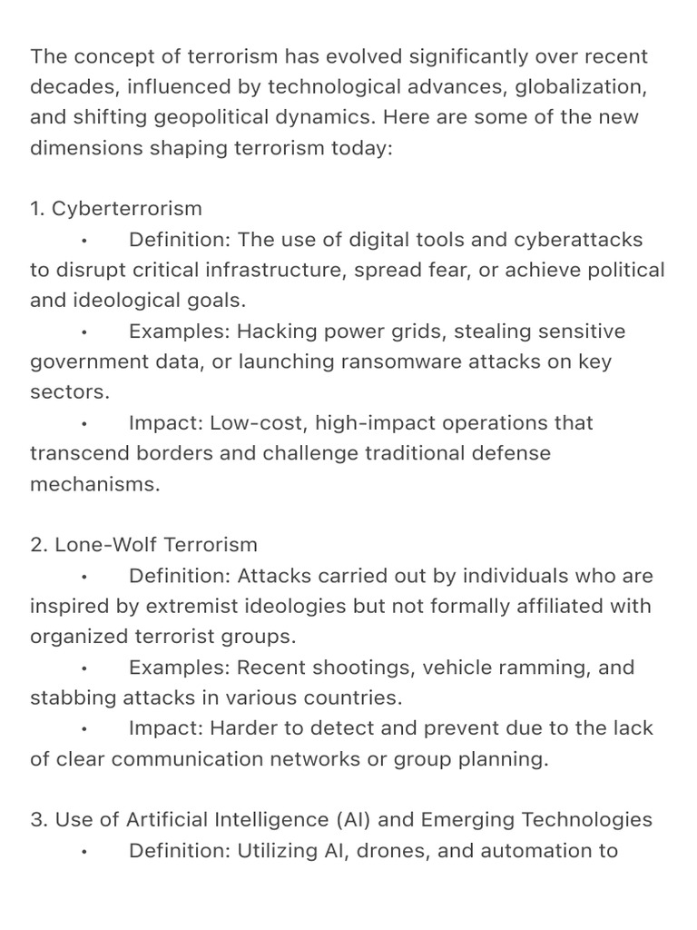 The Concept of Terrorism Has Evolved Significantly Over Recent Decades ...