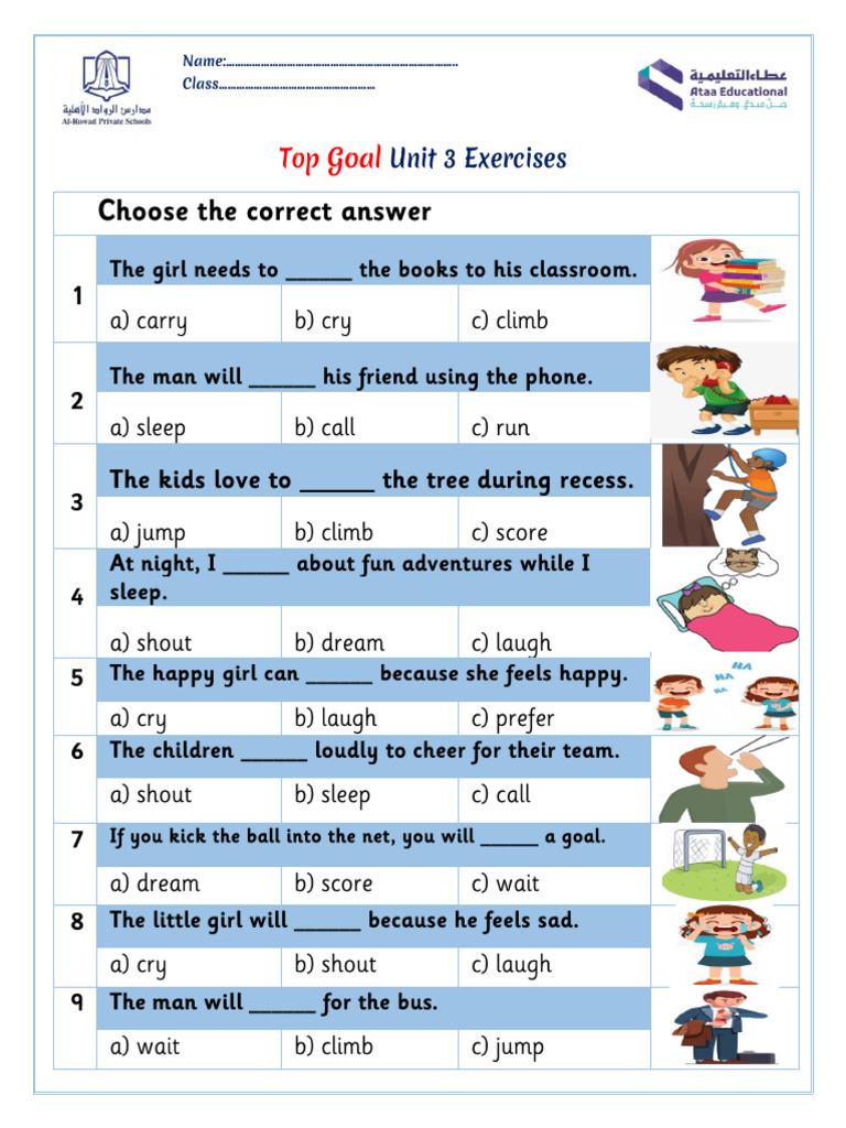 Top Goal: Unit 3 Exercises | PDF