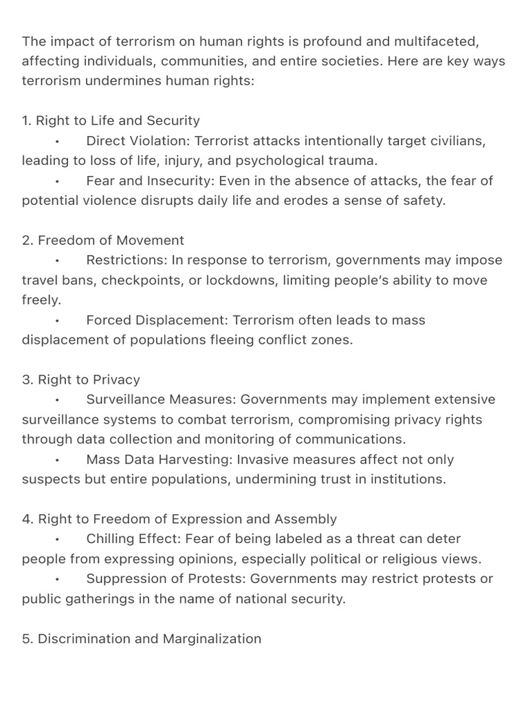 The Impact of Terrorism On Human Rights Is Profound and Multifaceted ...